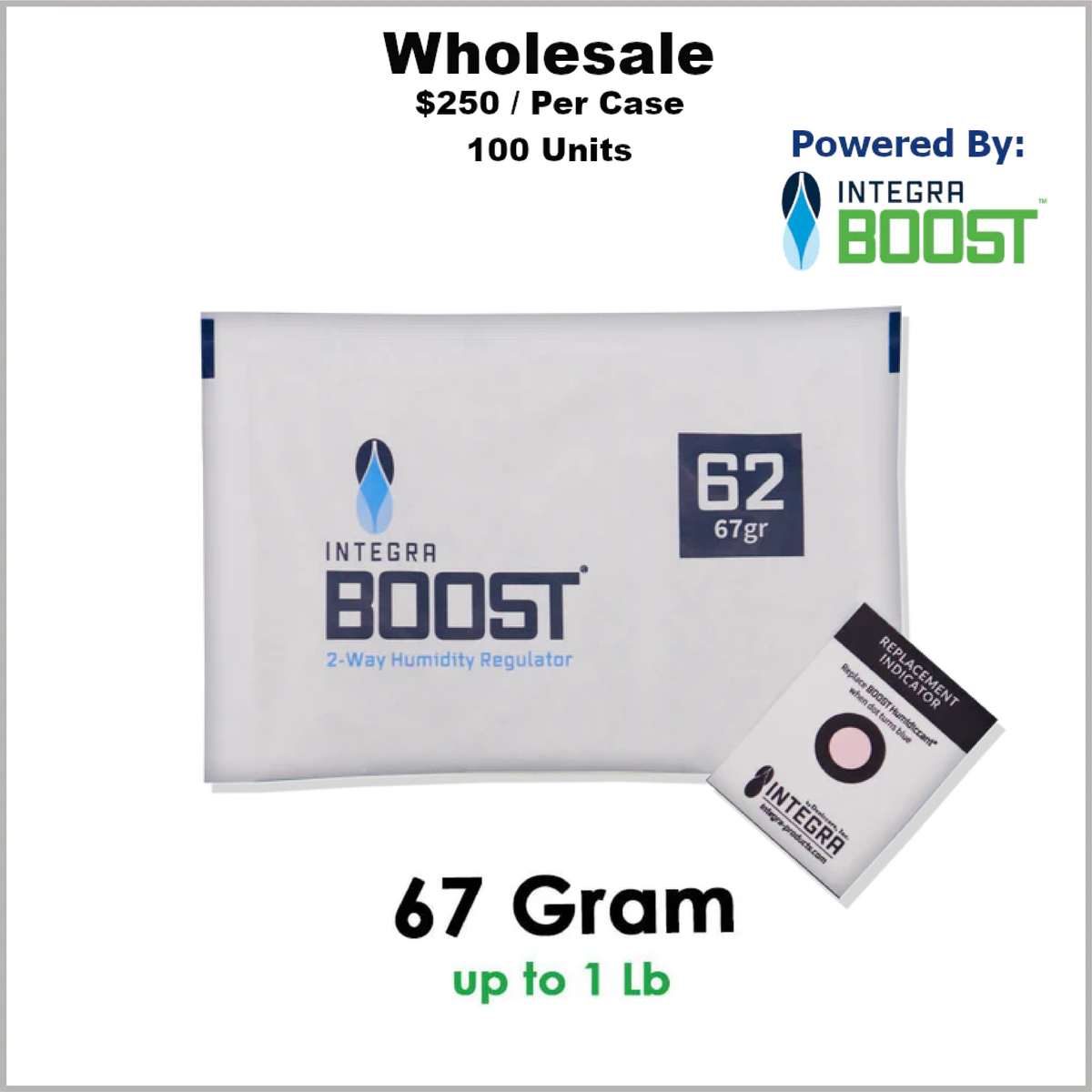 Humidity Pack- 67 Gram Size Integra Boost 2 Way 62% RH (100 Units ...